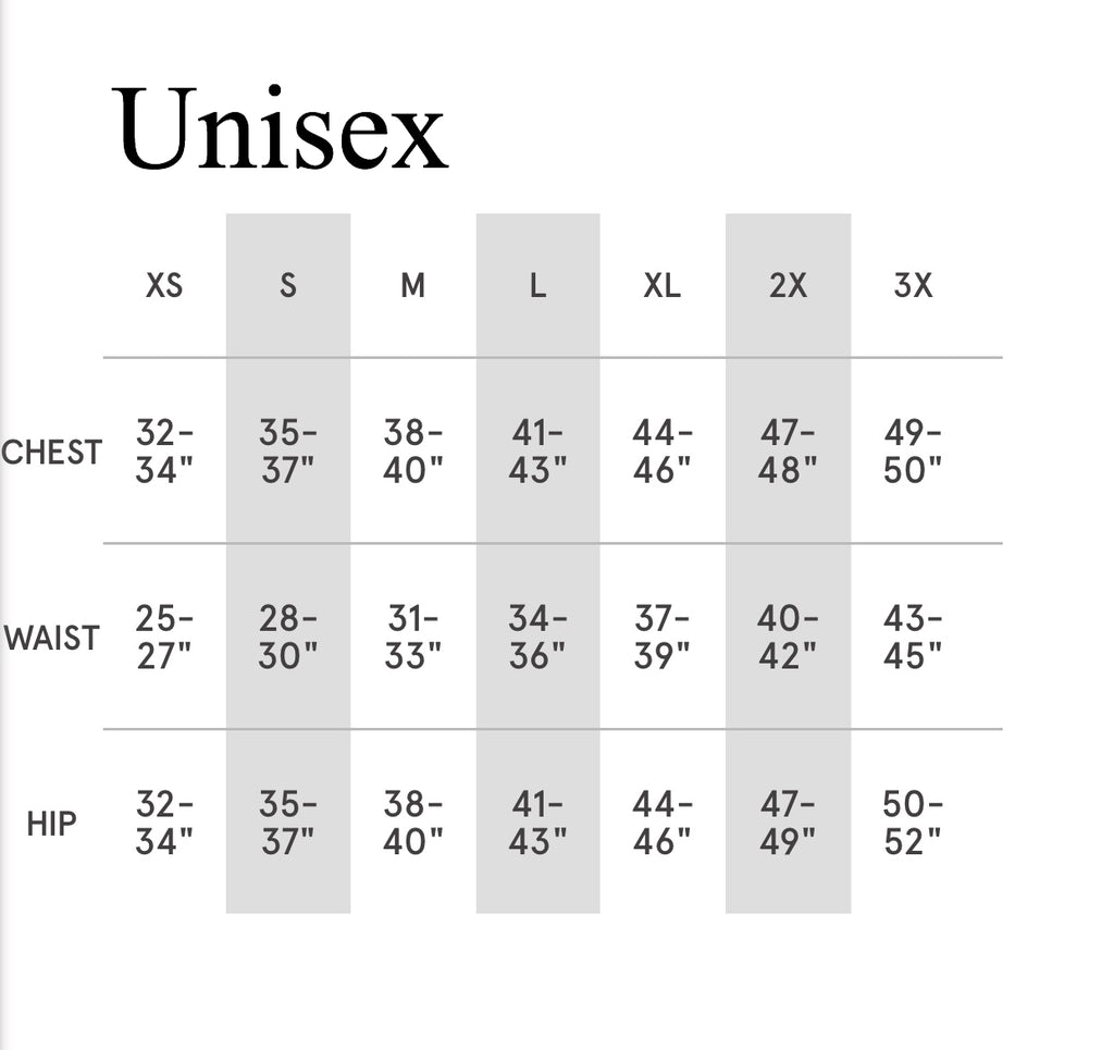 Size chart – The Light Blonde